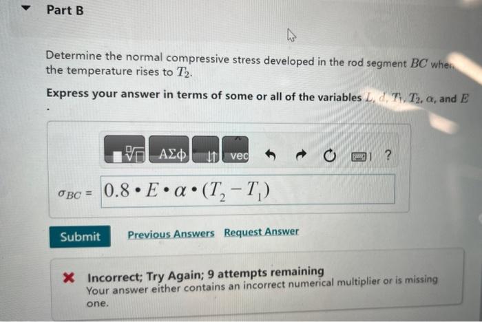 Solved The assembly fits snugly between two rigid supports A | Chegg.com