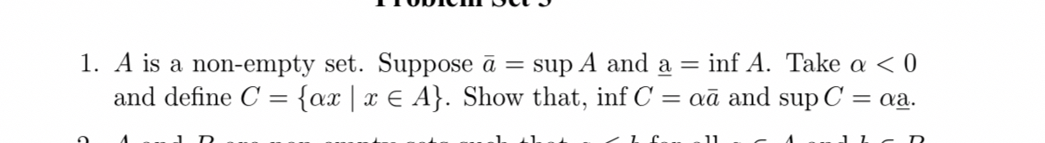 Solved A ﻿is a non-empty set. Suppose ā=supA and a?=infA. | Chegg.com