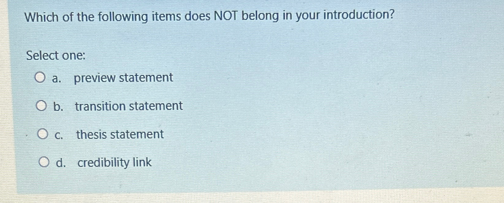 Solved Which of the following items does NOT belong in your | Chegg.com