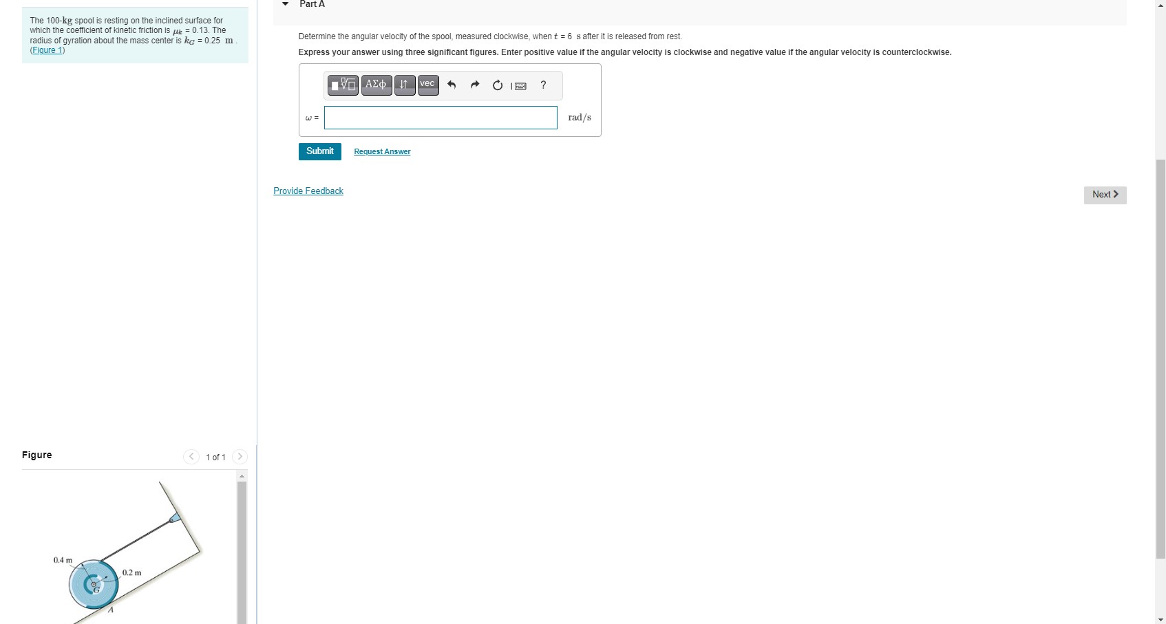 Solved Determine the angular velocity of the spool, measured | Chegg.com