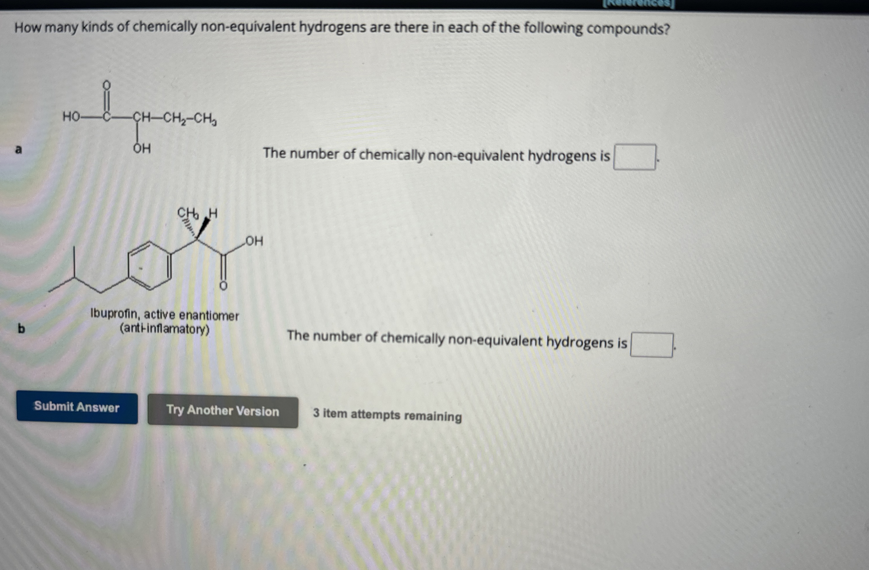 Solved How many kinds of chemically non-equivalent hydrogens | Chegg.com