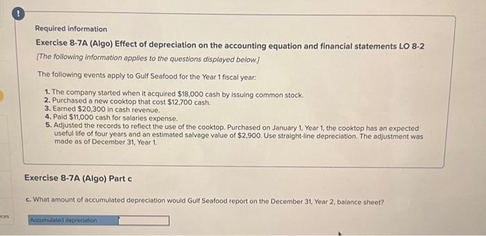 Solved Required information Exercise 8-7A (Algo) Effect of | Chegg.com