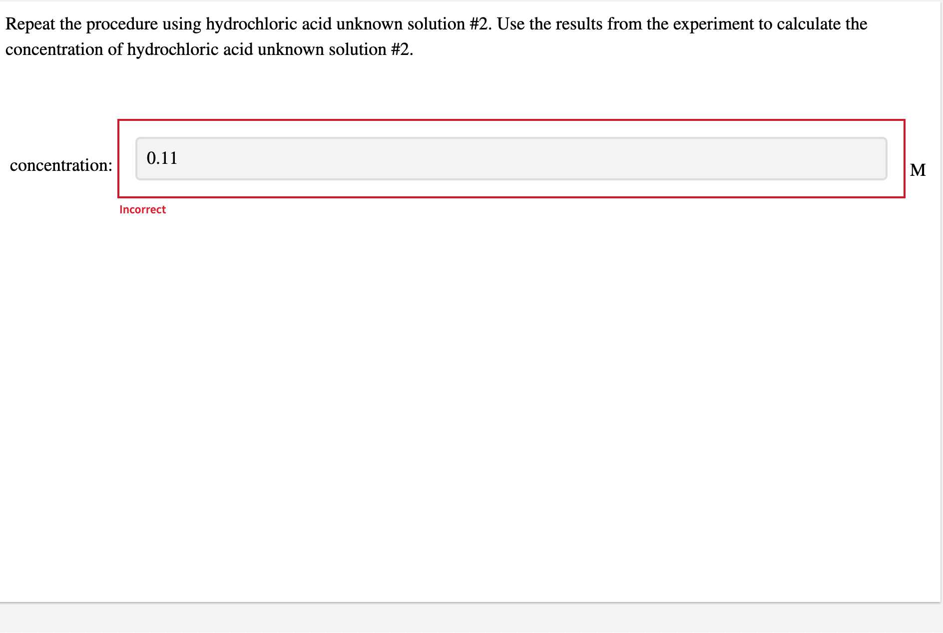 Repeat the procedure using hydrochloric acid unknown | Chegg.com