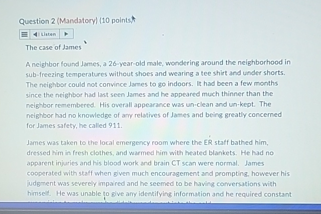 Solved Question 2 (Mandatory) (10 ﻿points'ListenThe case of | Chegg.com