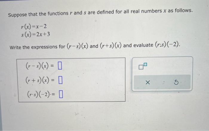 Solved Suppose that the functions r and s are defined for | Chegg.com