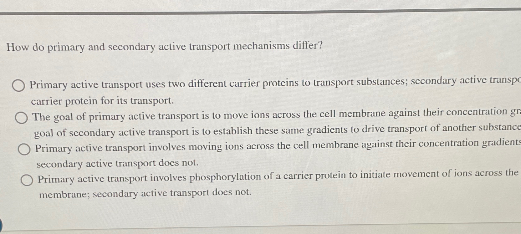 Solved How do primary and secondary active transport | Chegg.com