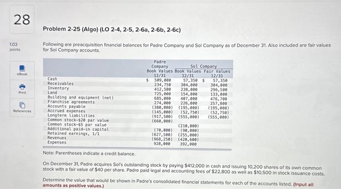 Solved Problem 2-25 (Algo) (LO 2-4, 2-5, 2-6a, 2-6b, 2-6c) | Chegg.com