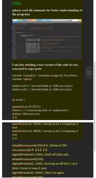 Solved Write a C program to blink two LEDs connected to | Chegg.com