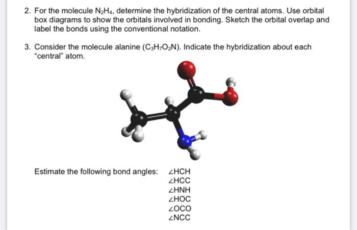 Solved 2. For the molecule N2H4, determine the hybridization | Chegg.com
