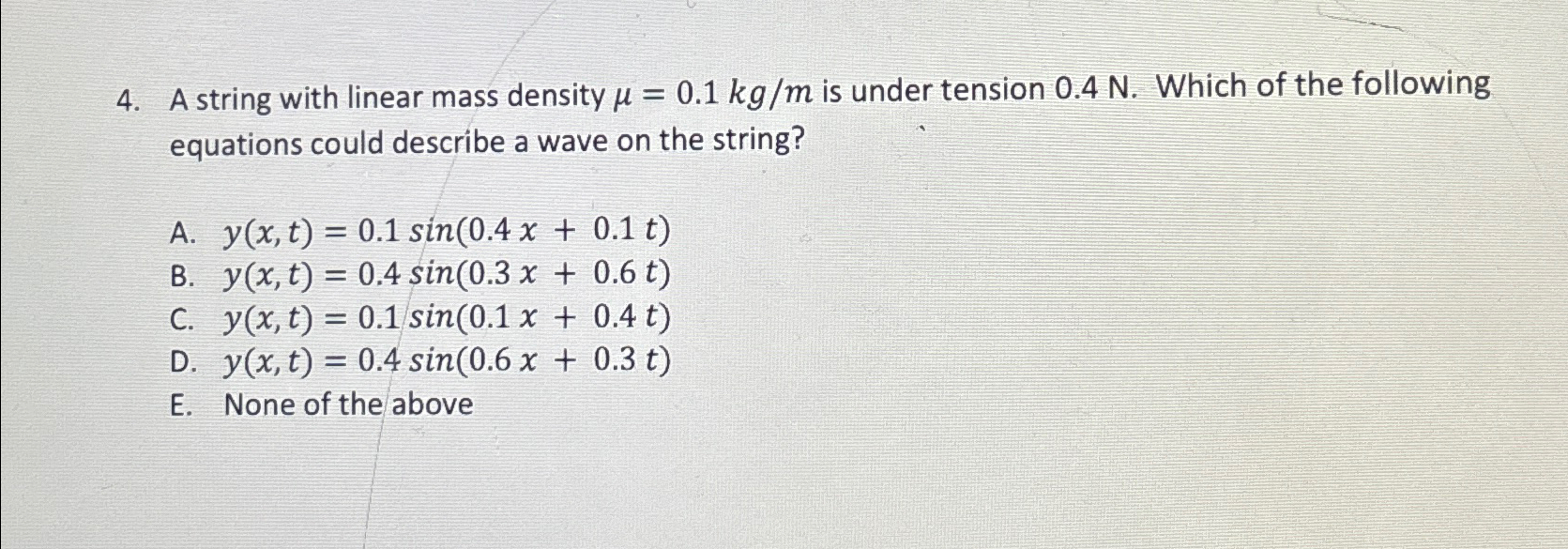 A string with linear mass density μ=0.1kgm ﻿is under | Chegg.com