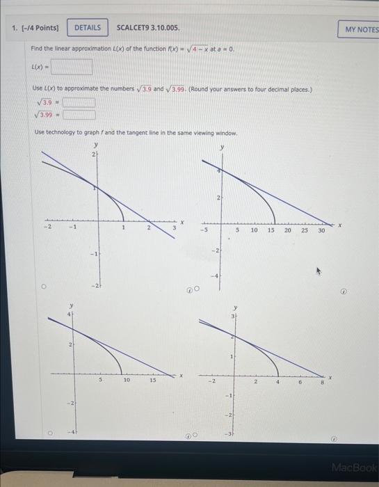 Solved Find The Linear Approximation L X Of The Function