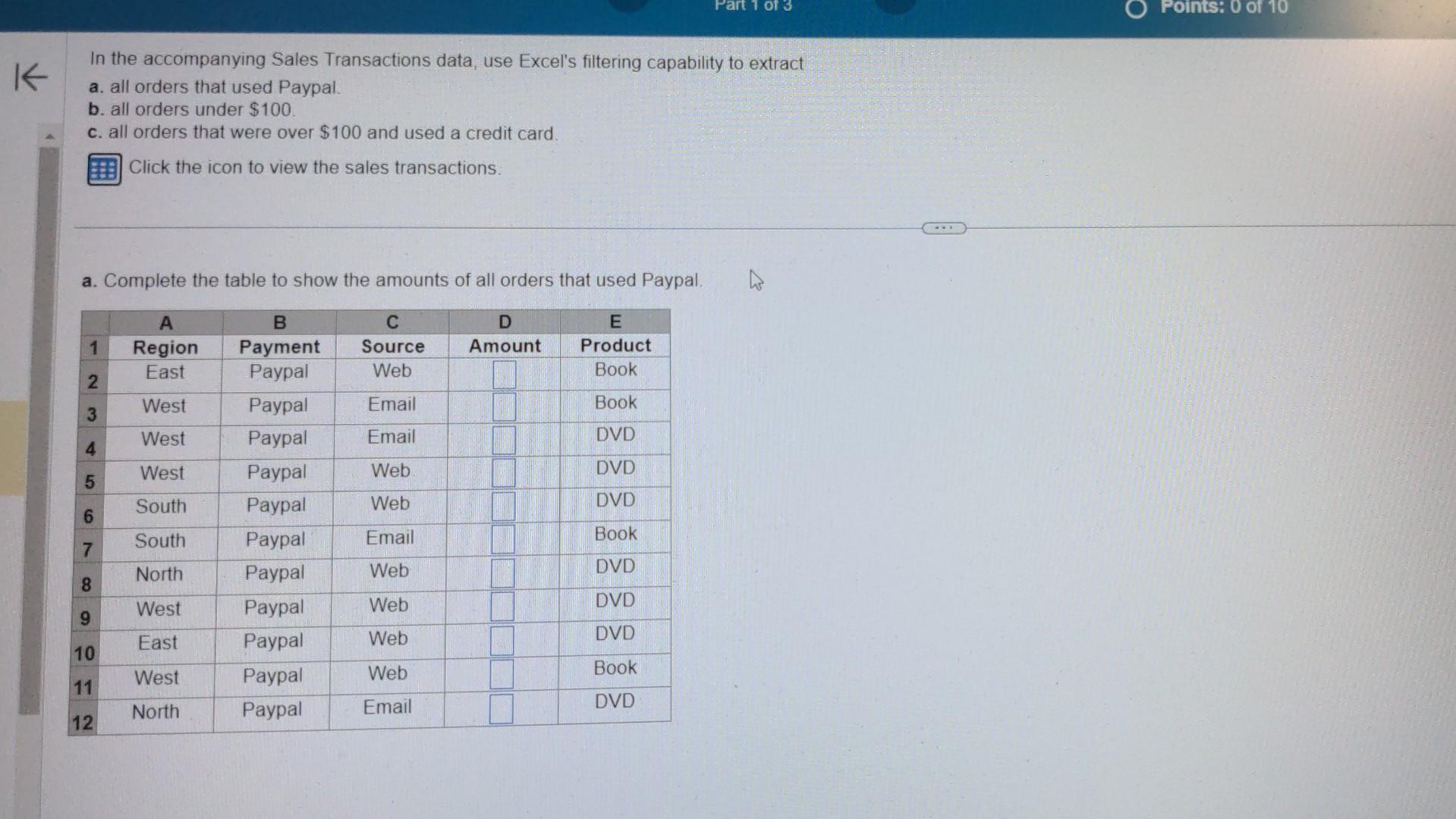 Solved In the accompanying Sales Transactions data, use | Chegg.com