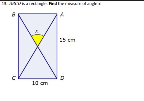 Solved ABCD is a rectangle. Find the measure of angle x | Chegg.com