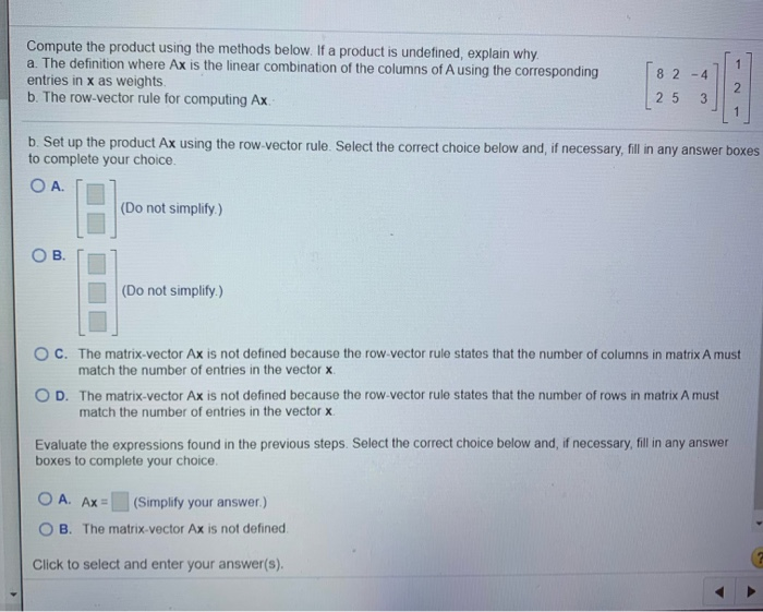 Solved 1 Compute the product using the methods below. If a | Chegg.com