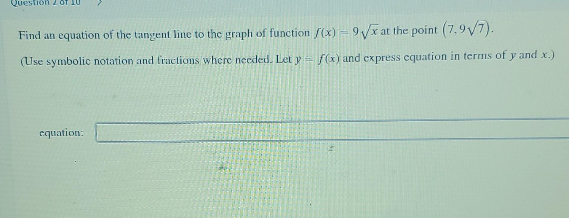 Solved Find an equation of the tangent line to the graph of | Chegg.com