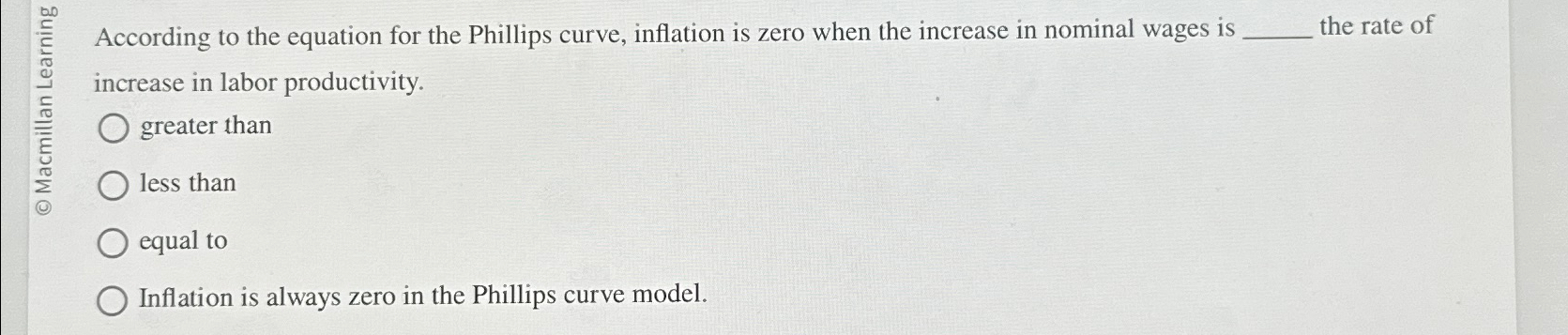 Solved According to the equation for the Phillips curve, | Chegg.com