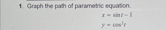 Solved 1. Graph the path of parametric equation. x = sint - | Chegg.com