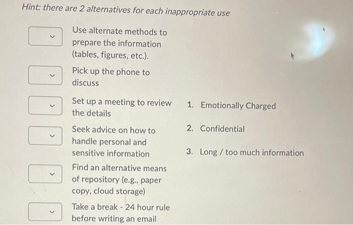 Solved Hint: there are 2 alternatives for each inappropriate | Chegg.com