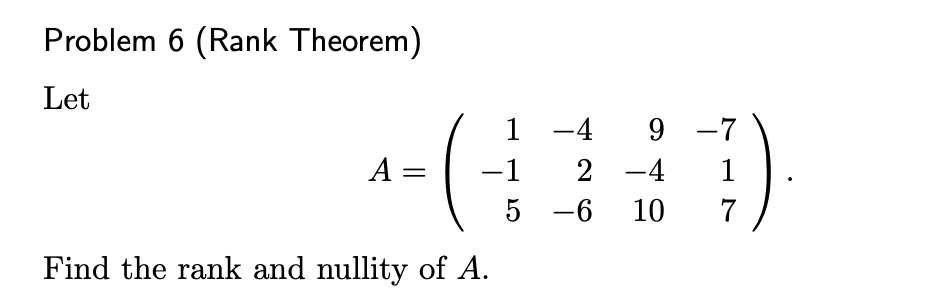 Solved Problem 6 (Rank | Chegg.com