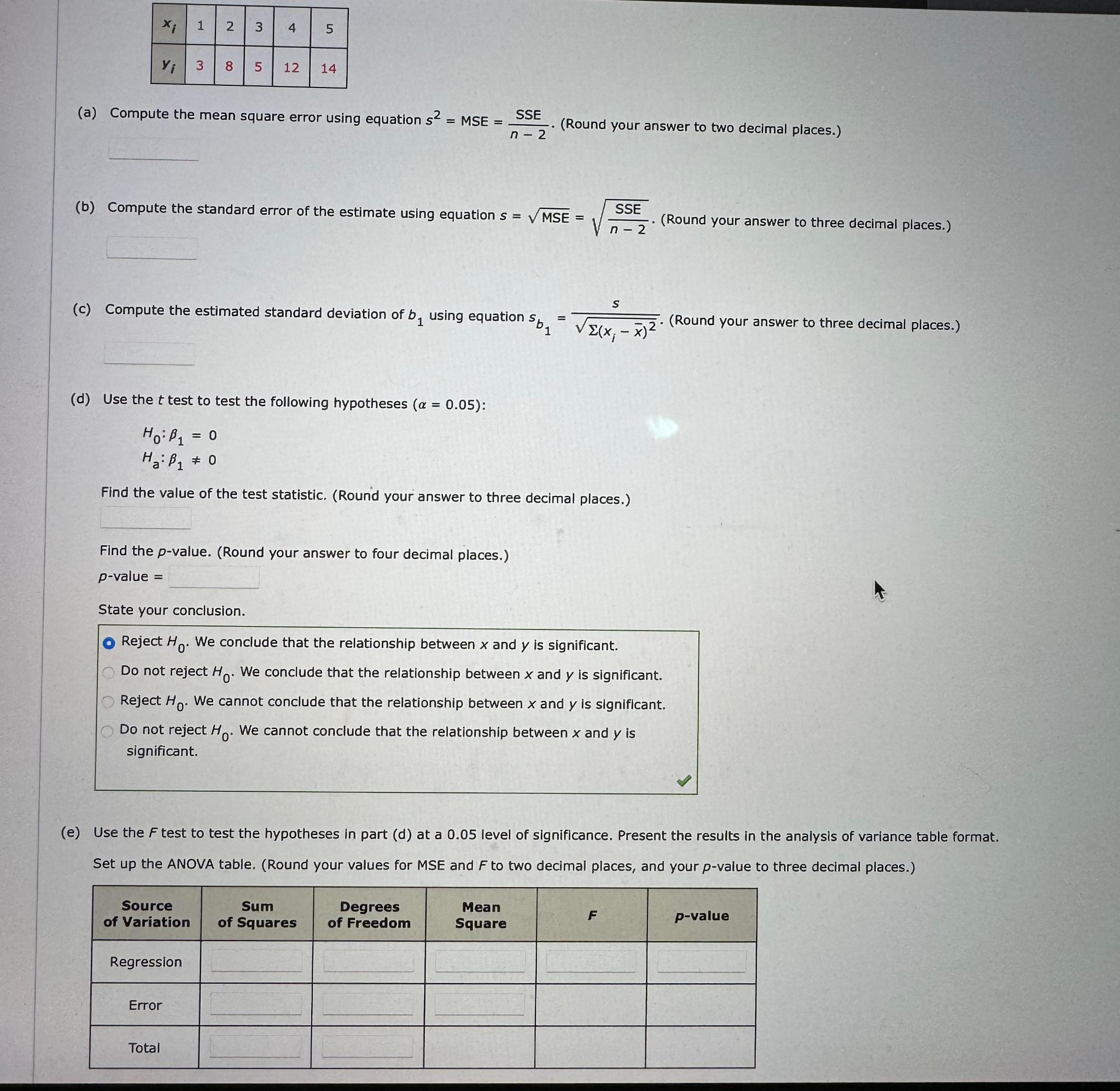 Solved \table[[xi,1,2,3,4,5],[yi,3,8,5,12,14]](a) ﻿Compute | Chegg.com
