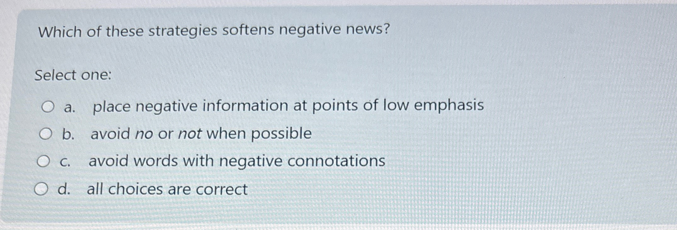 Solved Which of these strategies softens negative | Chegg.com
