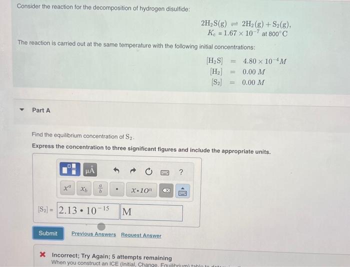 Consider the reaction for the decomposition of | Chegg.com