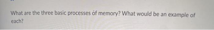 Solved What are the three basic processes of memory? What | Chegg.com