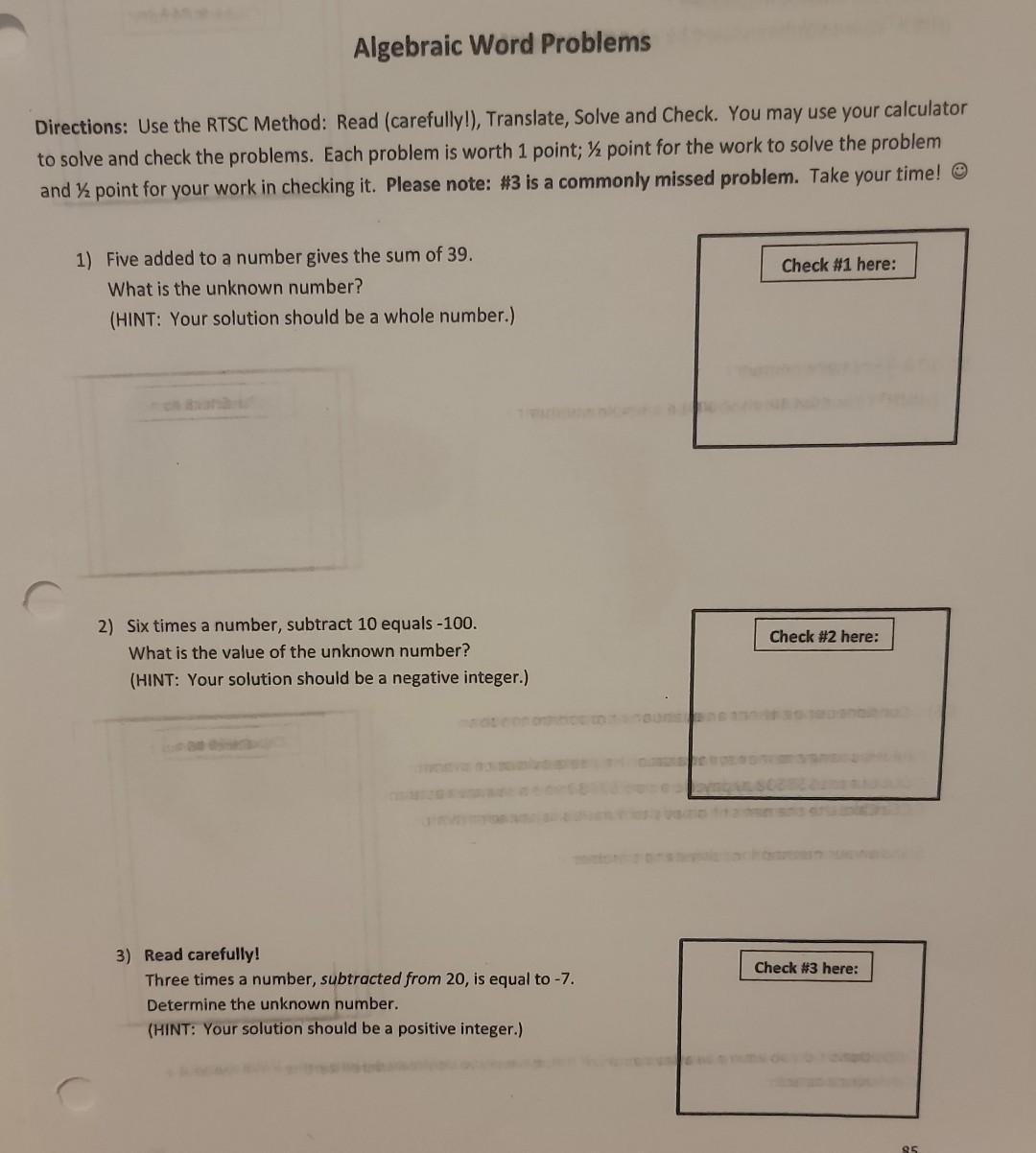 Solved Directions: Use the RTSC Method: Read (carefully!), | Chegg.com