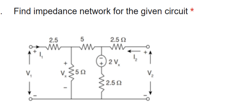 Solved Find impedance network for the given circuit * | Chegg.com