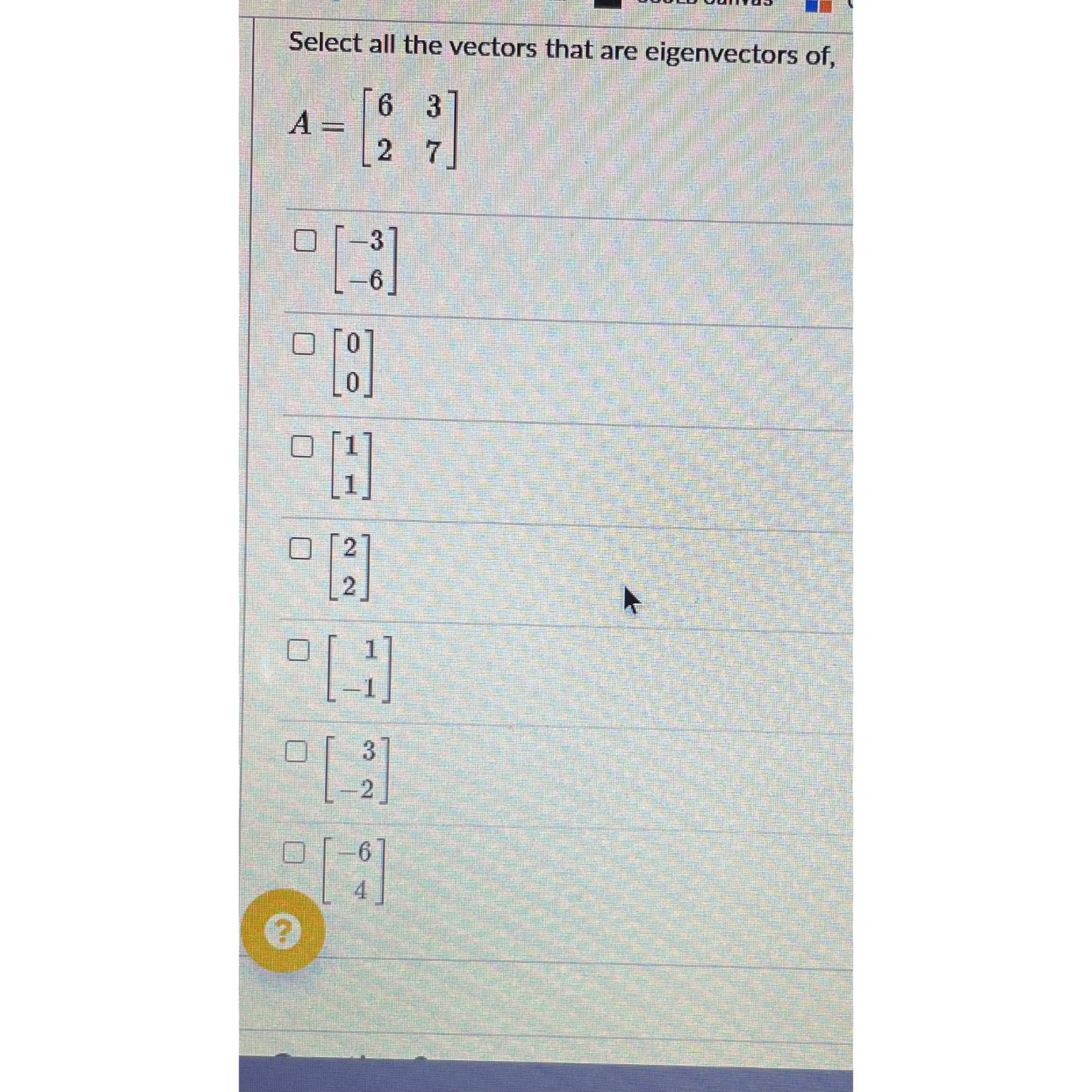 Solved Select all the vectors that are eigenvectors | Chegg.com