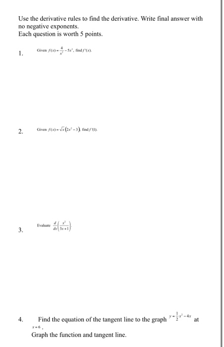 Solved Use the derivative rules to find the derivative. | Chegg.com