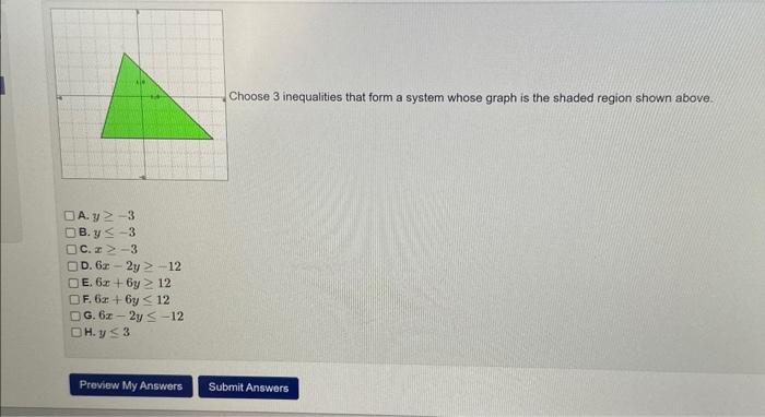 Solved Choose 3 inequalities that form a system whose graph | Chegg.com