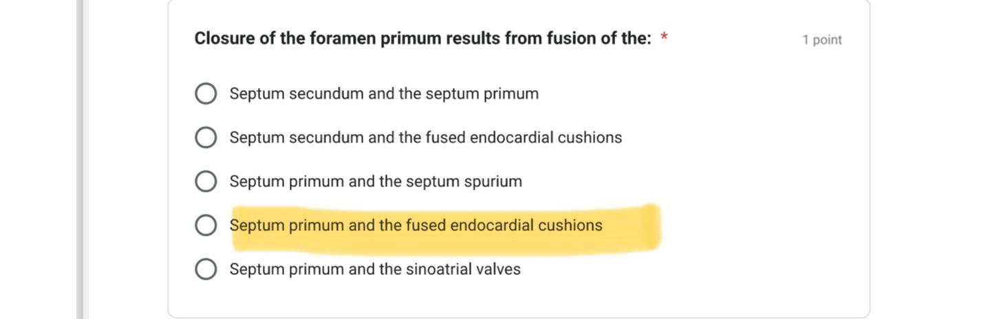 Solved Closure of the foramen primum results from fusion of | Chegg.com