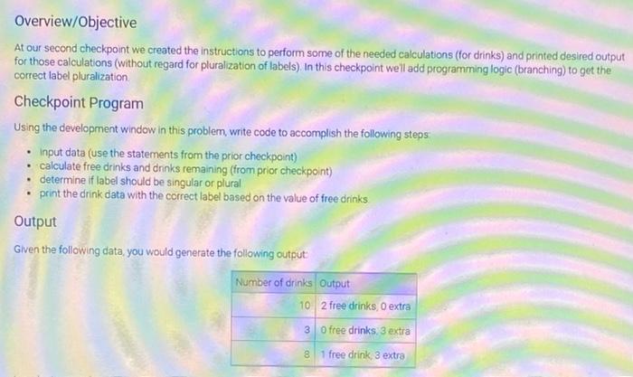 Solved Overview/Objective At our second checkpoint we | Chegg.com