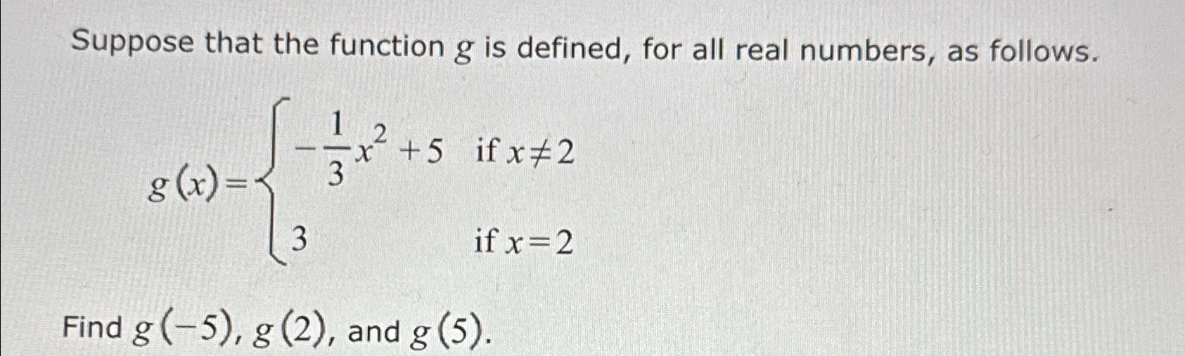 Solved Suppose that the function g ﻿is defined, for all real | Chegg.com