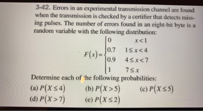 Solved 3-42. Errors in an experimental transmission channel | Chegg.com