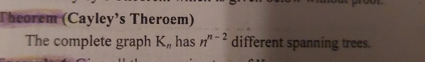 Solved Prove:Theorem (Cayley's Theroem)The complete graph Kn | Chegg.com