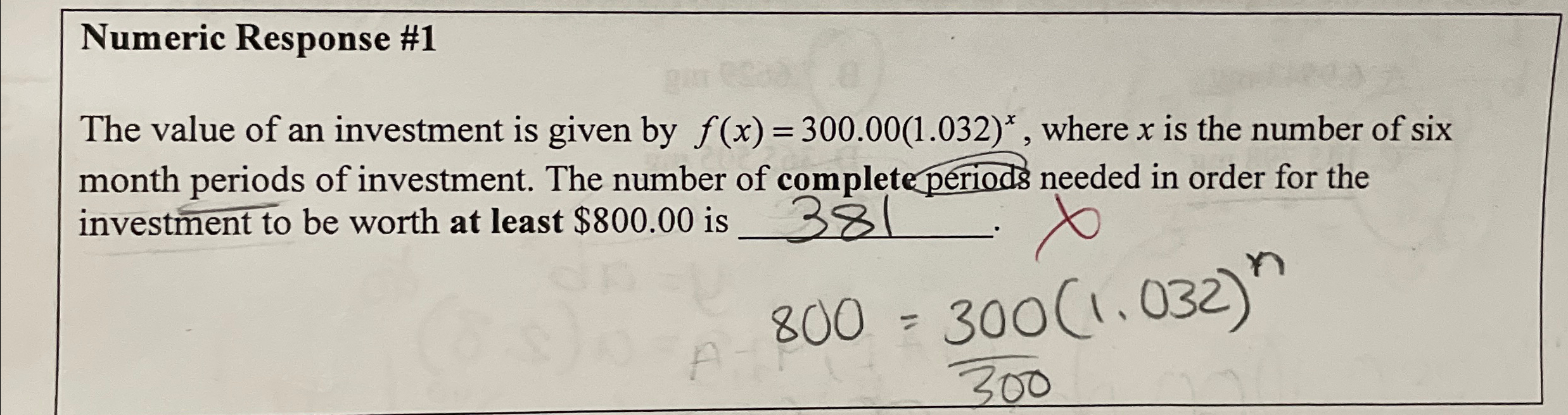 Solved Numeric Response #1The value of an investment is | Chegg.com