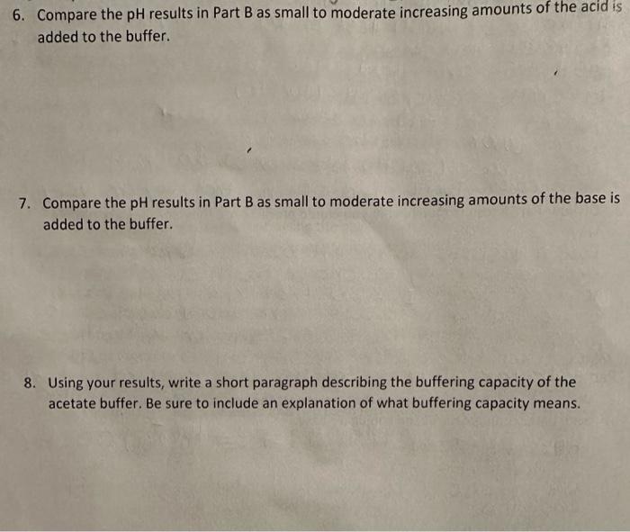 Solved Data Table 3:6. Compare the pH results in Part B as | Chegg.com