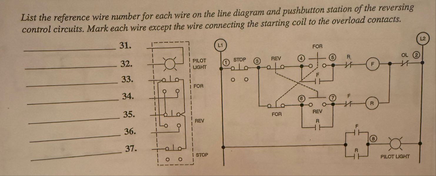 Solved List the reference wire number for each wire on the | Chegg.com
