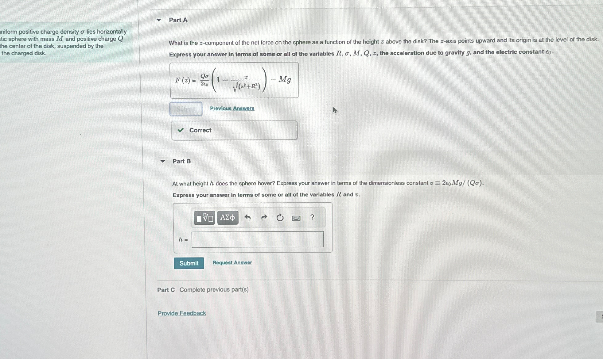 Part A\\niniform positive charge density \\\\sigma | Chegg.com