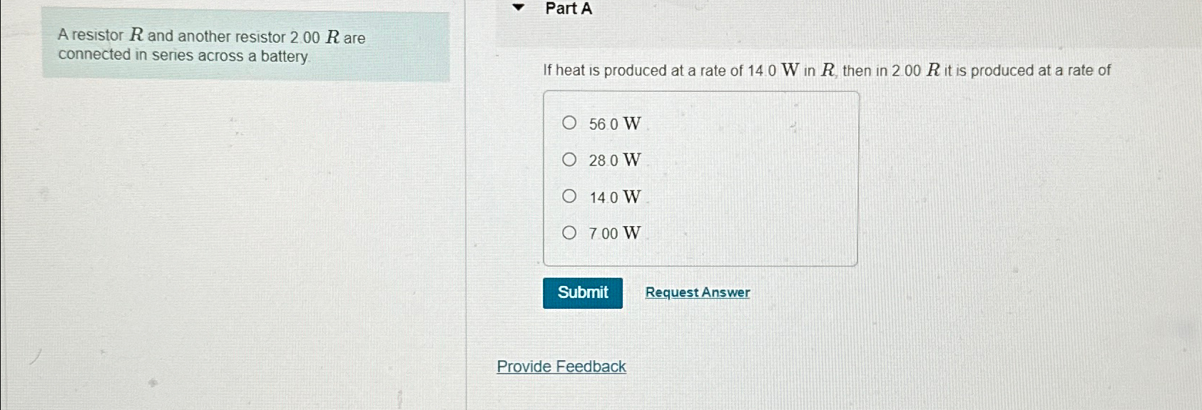 Solved A resistor R ﻿and another resistor 200R ﻿are | Chegg.com