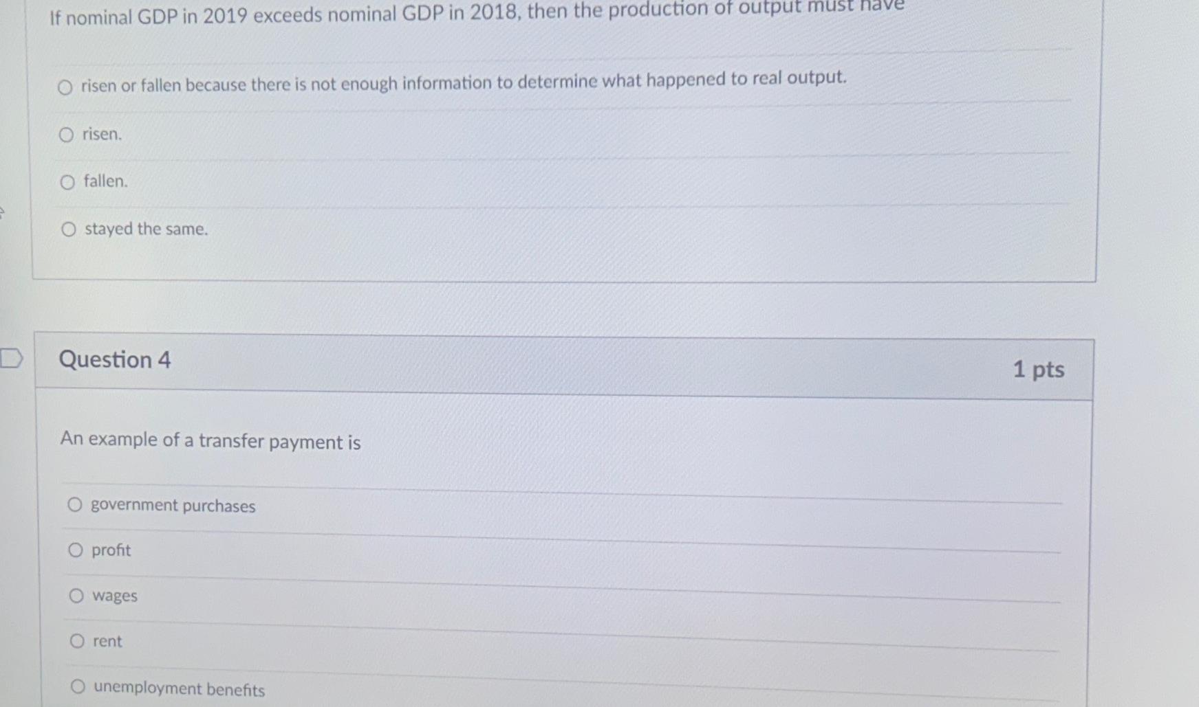 Solved If nominal GDP in 2019 ﻿exceeds nominal GDP in 2018 , | Chegg.com