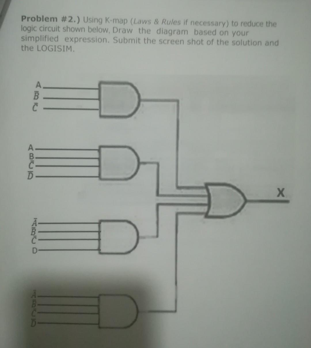Solved Problem #2.) Using K-map to reduce the logic circuit | Chegg.com