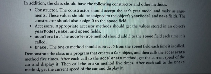 Solved 2. Car Class Write a class named Car that has the | Chegg.com