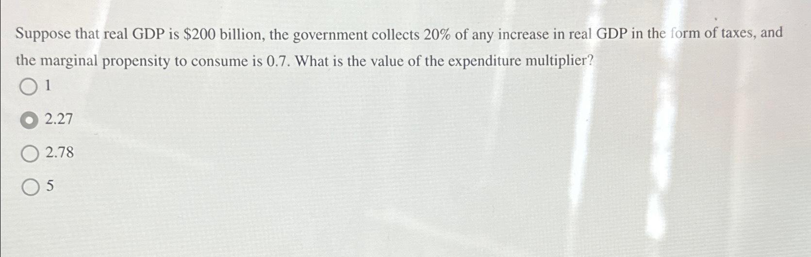 Solved Suppose that real GDP is $200 ﻿billion, the | Chegg.com