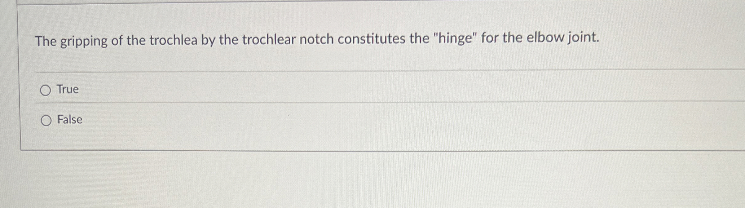 Solved The gripping of the trochlea by the trochlear notch | Chegg.com