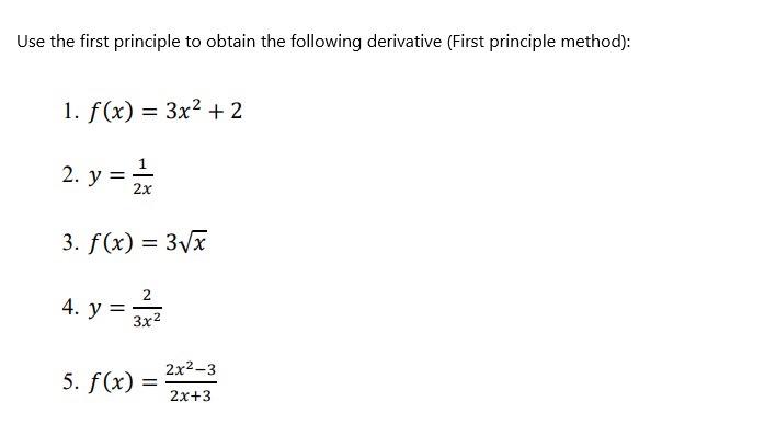Solved Use the first principle to obtain the following | Chegg.com