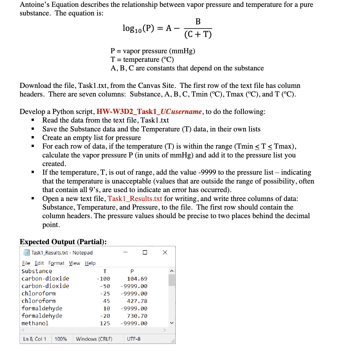 Solved Antoine's Equation describes the relationship between | Chegg.com