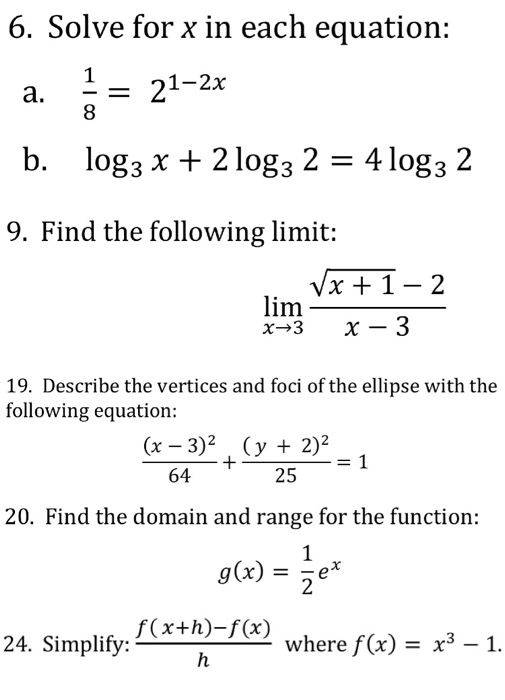 Solved 6. Solve for x in each equation: 1 a. = 21-2x 8 b. | Chegg.com